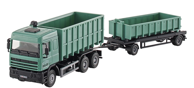 HO DAF 3-axle dump truck with dumb trailer- Kit - E-trains