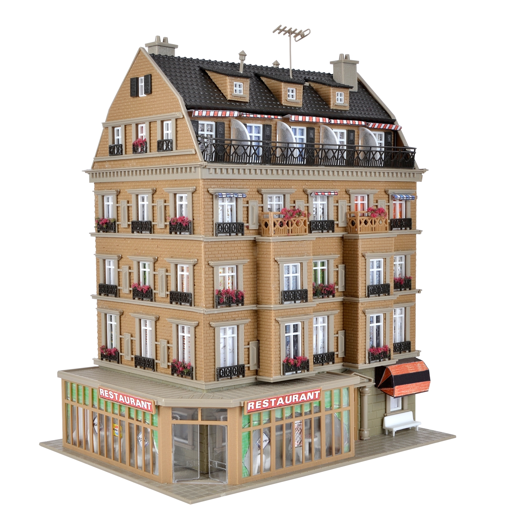 H0 Restaurant with interior and LED lighting - E-trains