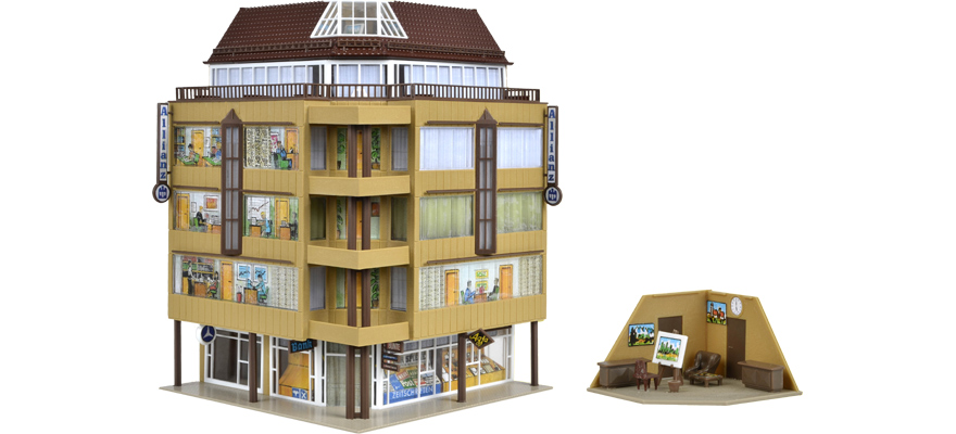 H0 City corner house with roof-deck - E-trains