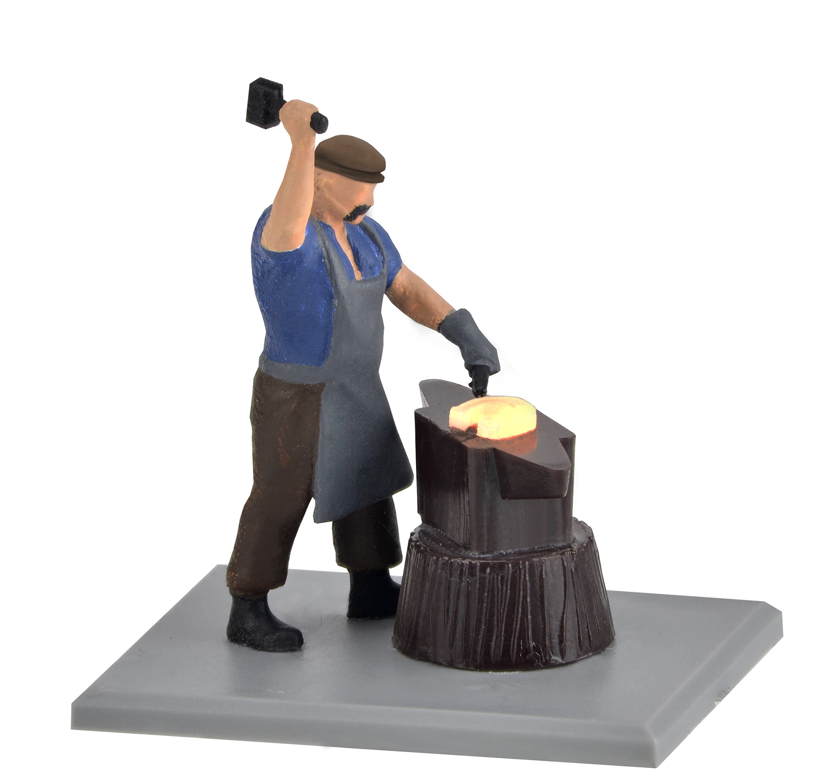 H0 Blacksmith with glowing iron, moving - E-trains