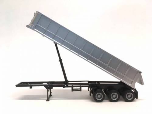 Meiller tandem construction tipper trailer, silver - E-trains