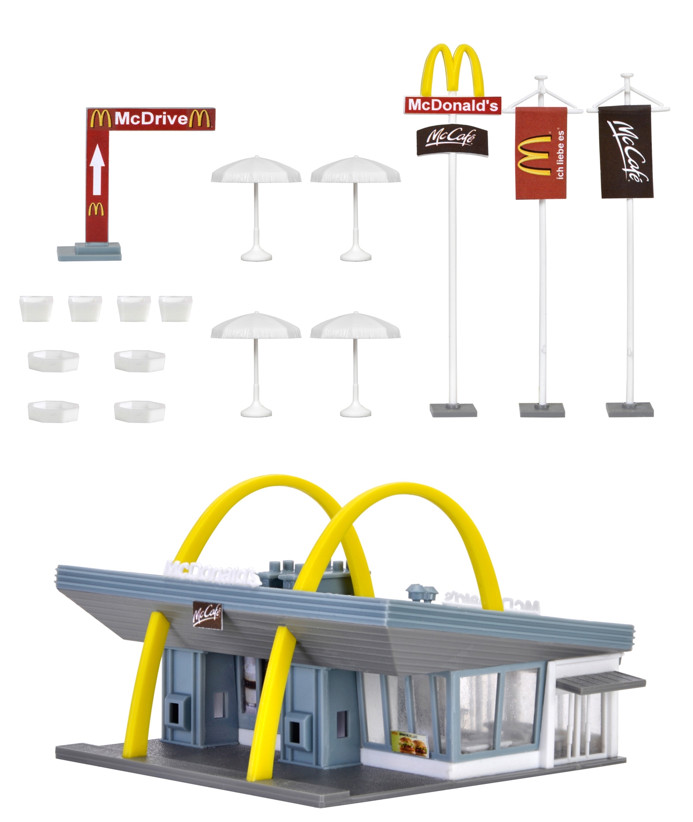 N Scale McDonald`s fast food restaurant with McDrive - E-trains
