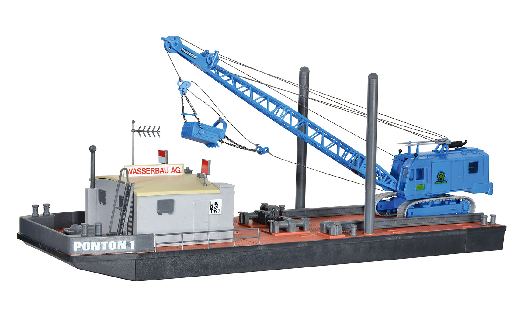 H0 Working pontoon with MENCK excavator M154 LC- Kit - E-trains