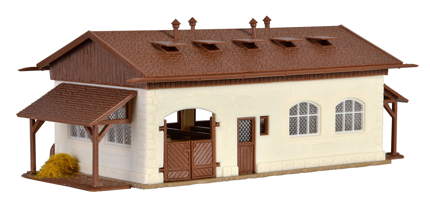 H0 Riding stable with paddock and horses - E-trains