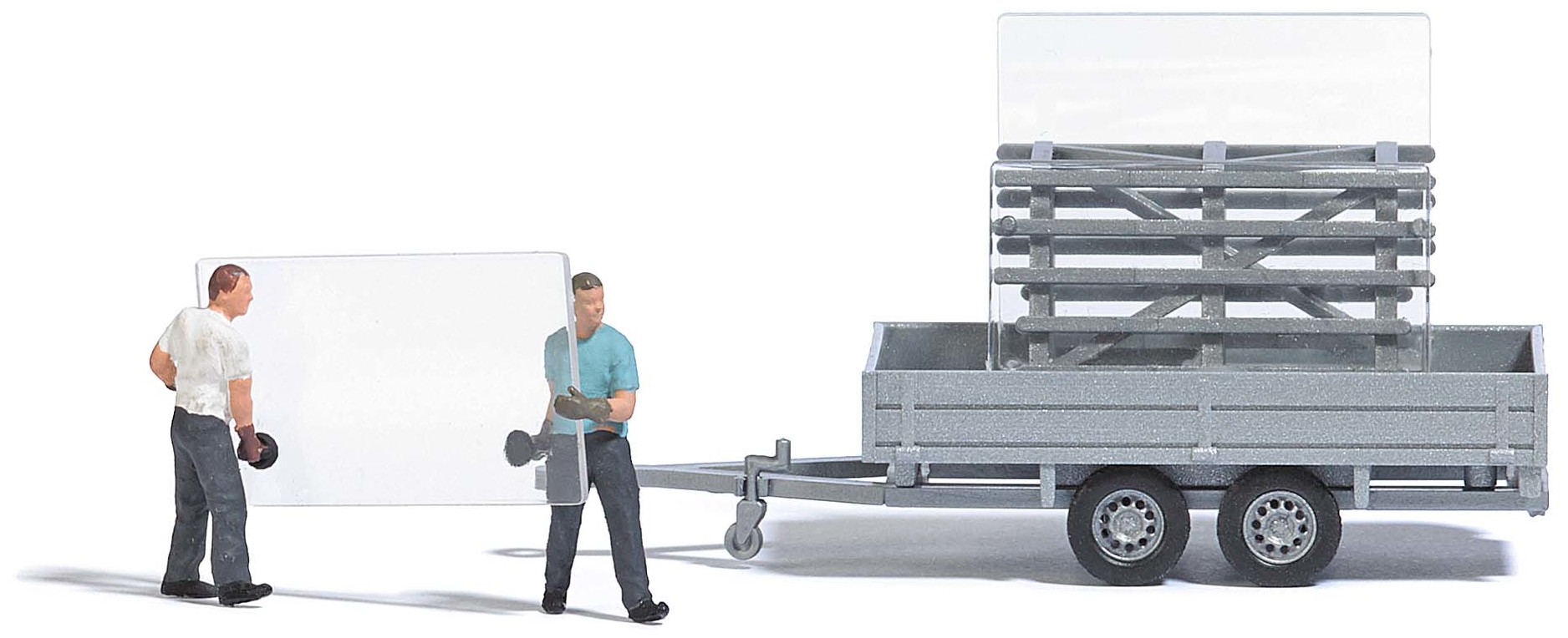 Action set - Glaziers with Glass transport trailer - E-trains