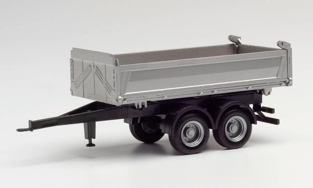 Meiller tandem construction tipper trailer, silver - E-trains