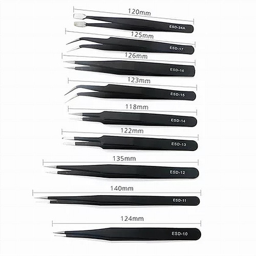 9 PIECE PRECISION TWEEZER SET W/BAG - E-trains
