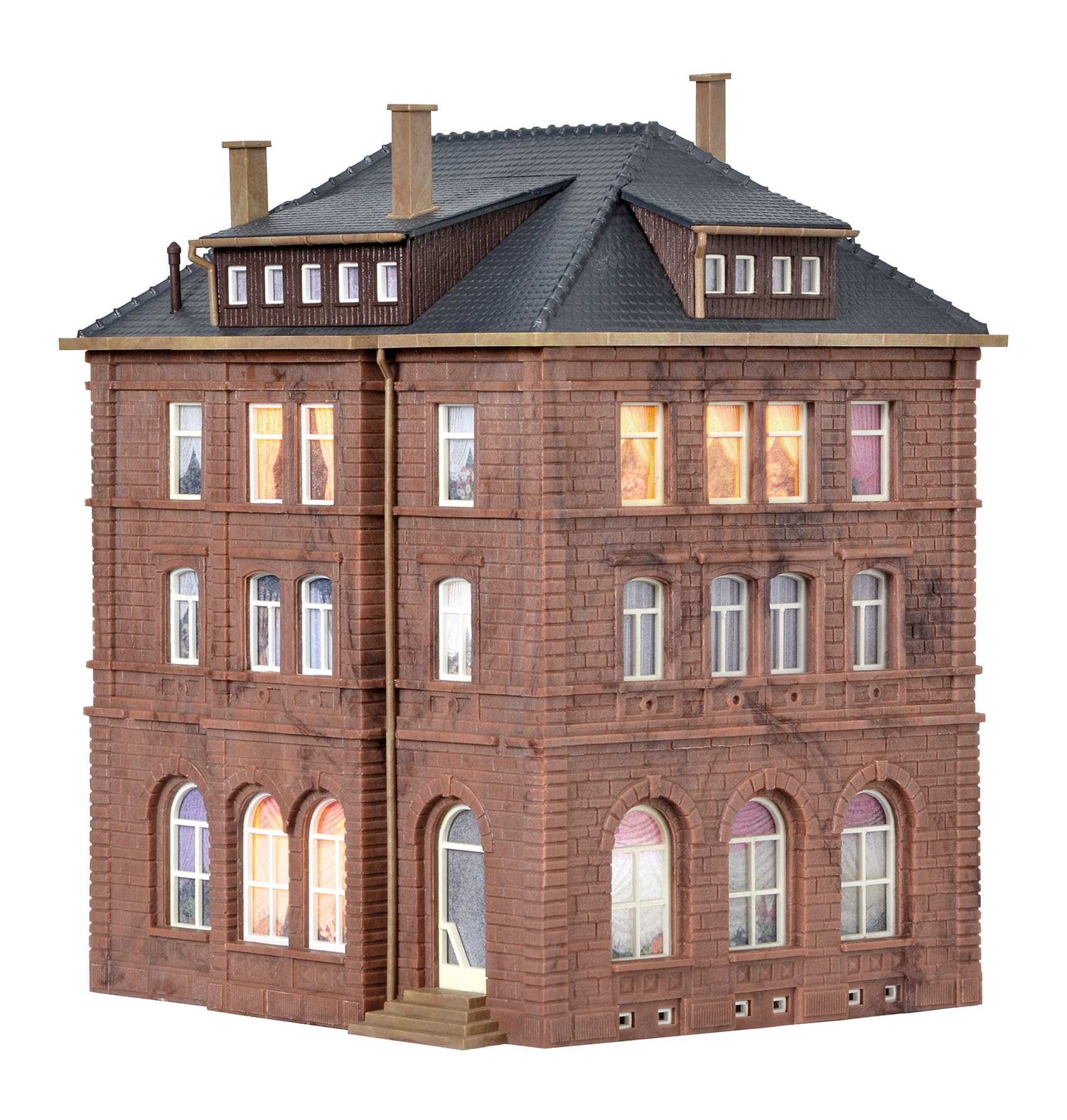 H0 Railway system building incl. illumination - Kit - E-trains