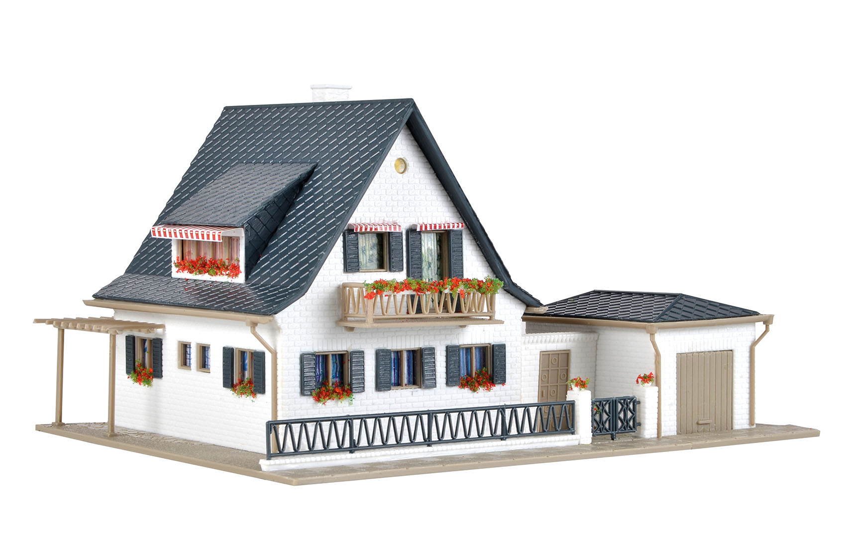 H0 House with garage - Kit - E-trains