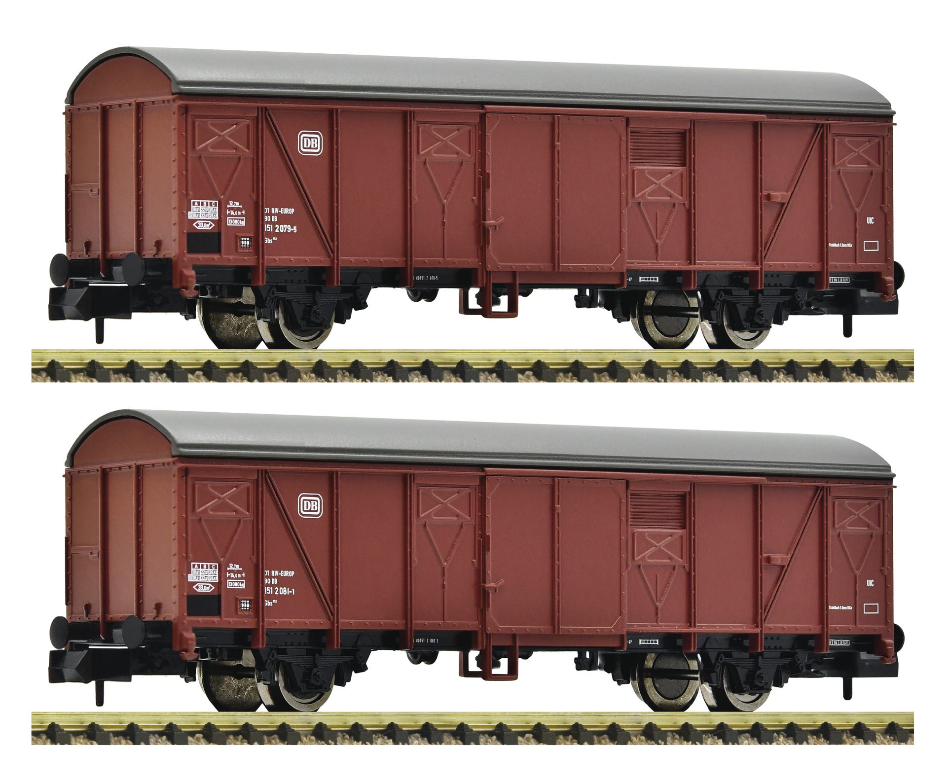 2 piece set: Covered goods wagons, DB - E-trains