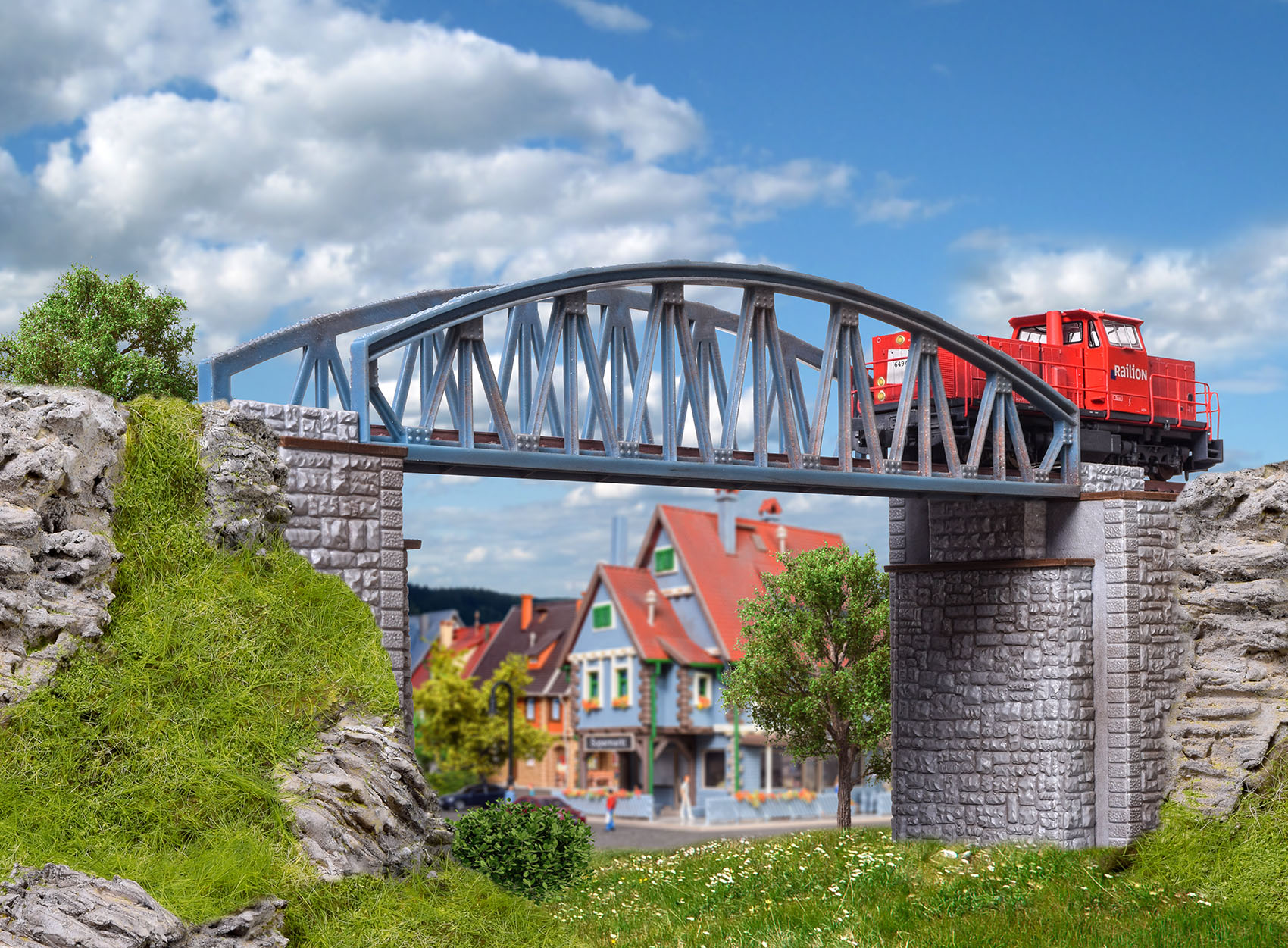 N Steel arch bridge, straight - Kit - E-trains