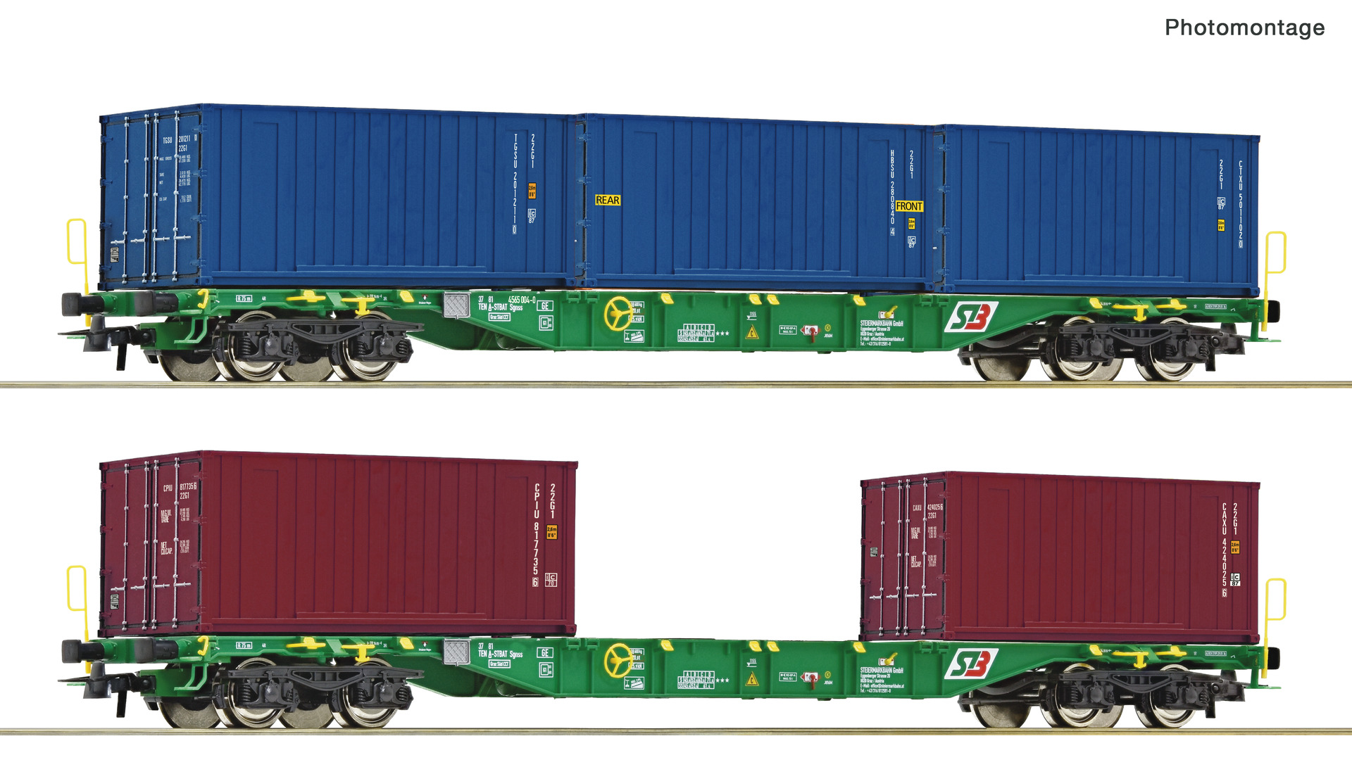 2 piece set: Container carrier wagons, StB - E-trains