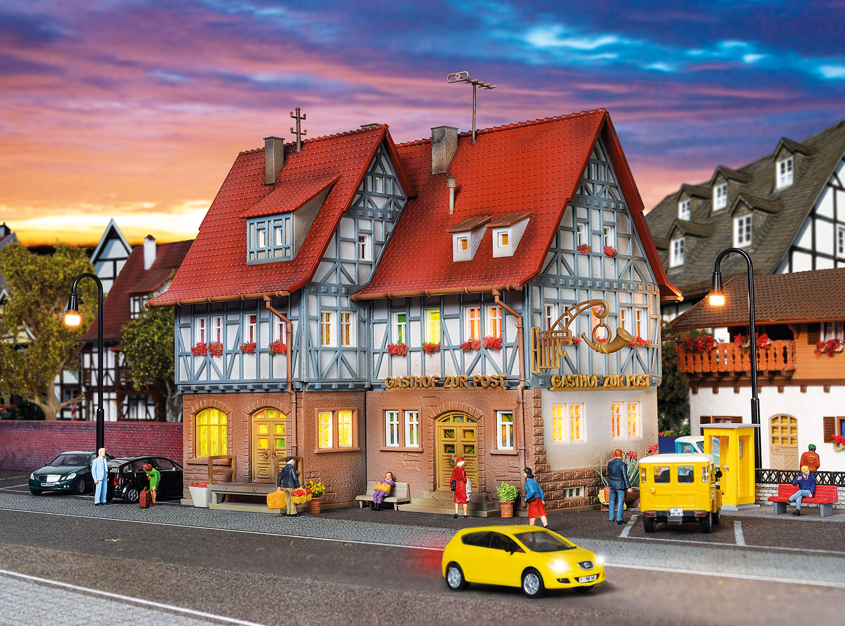 H0 Post restaurant with LED lighting - kit - E-trains