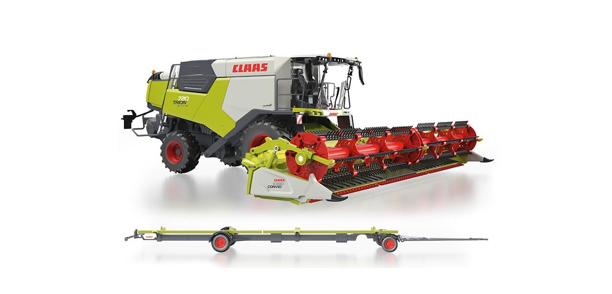 Claas Trion 720 Montana with Convio 1080 and trolley - E-trains