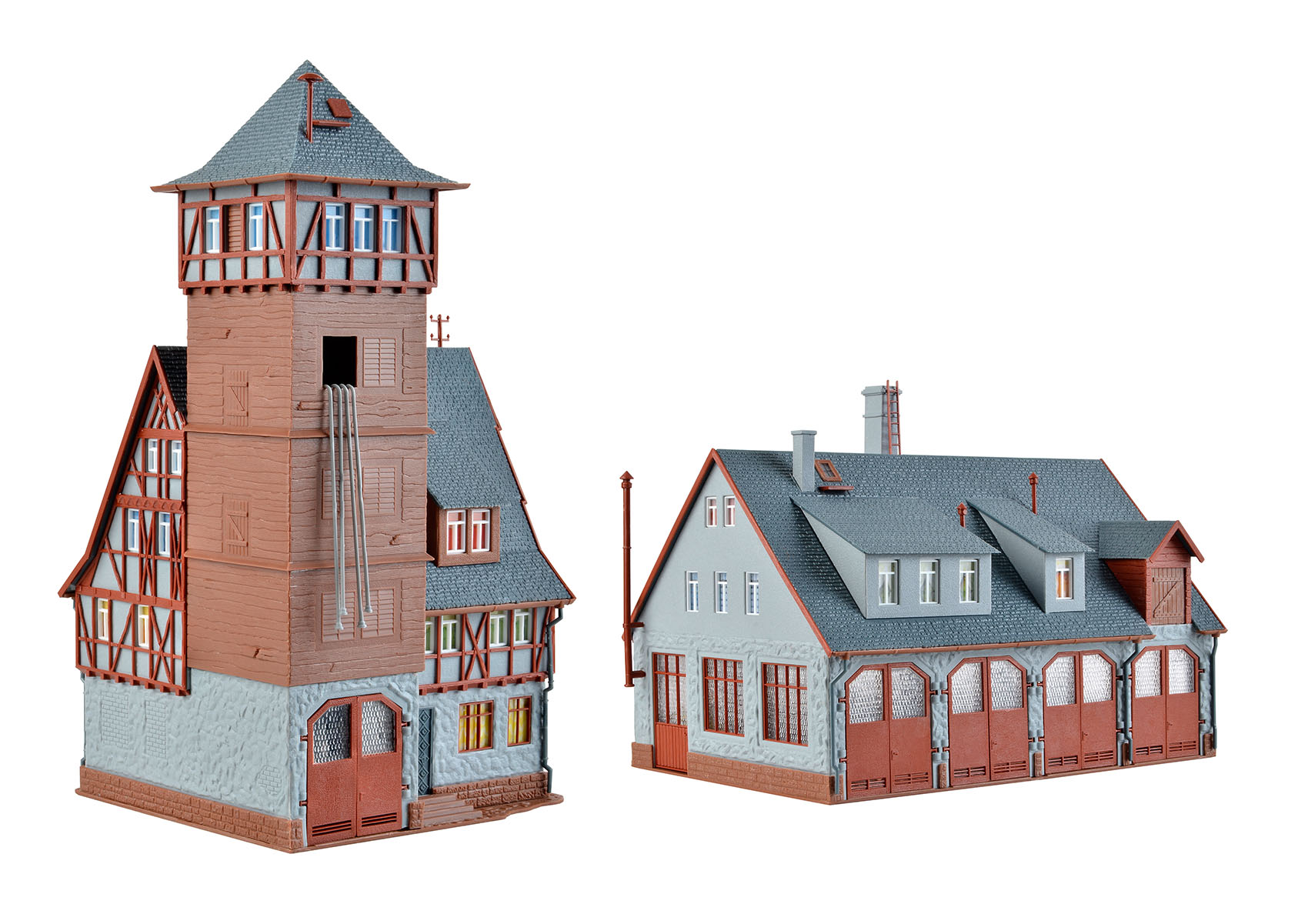 H0 Fire station base, five track - Kit - E-trains