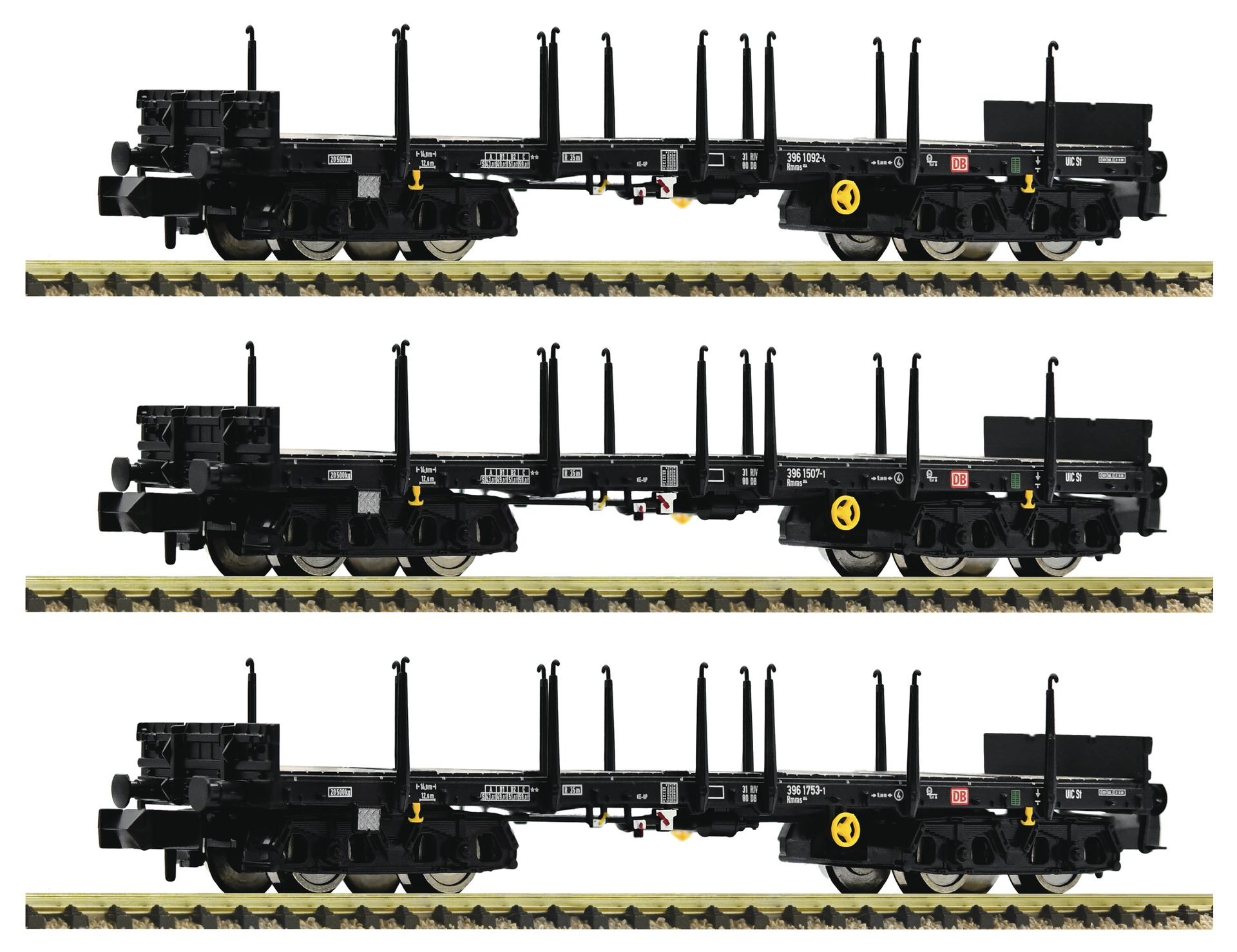 3 piece set: Flat wagons, DB AG - E-trains