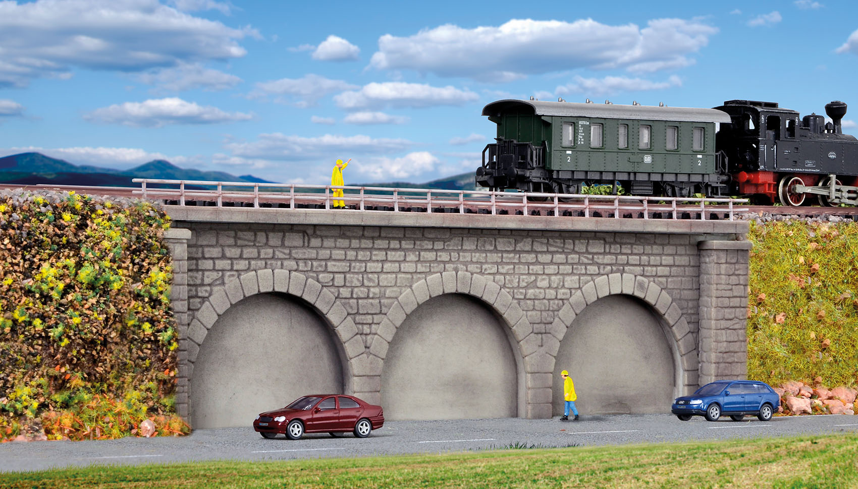 N/Z Bricked railway embankment, single track - Kit - E-trains