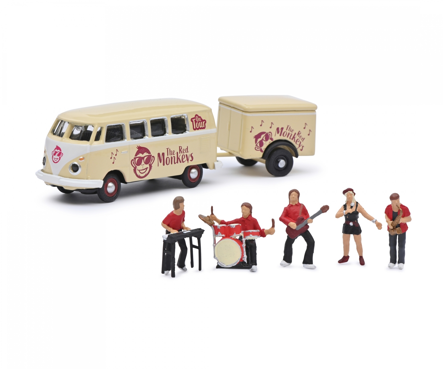 VW T1 bus with trailer "The Red Monkeys" 1:87 - E-trains