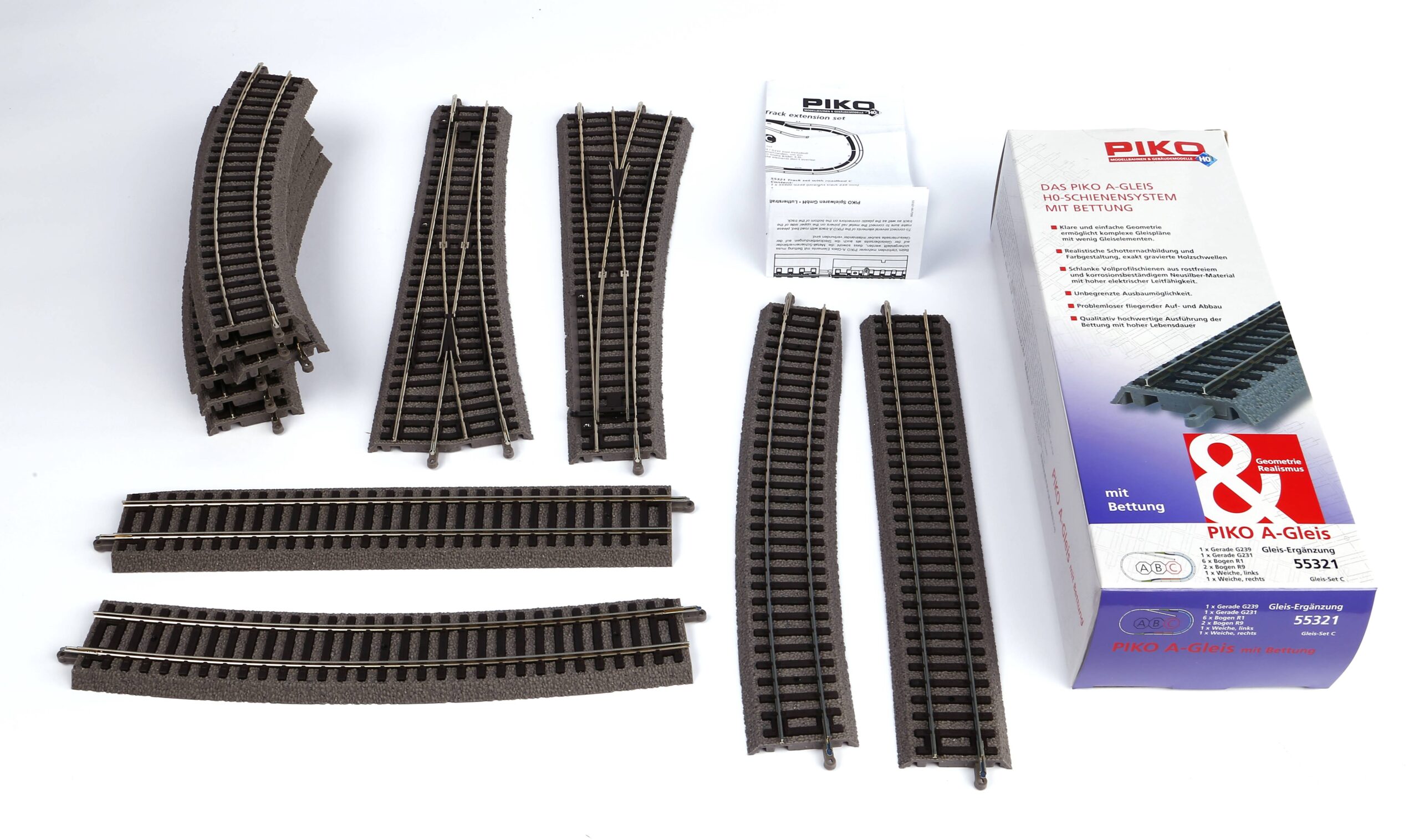 PIKO A-Track w.Roadbed Set C - E-trains