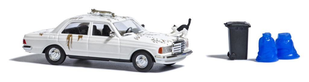 2 cats on the Mercedes-Benz W123 sedan - E-trains