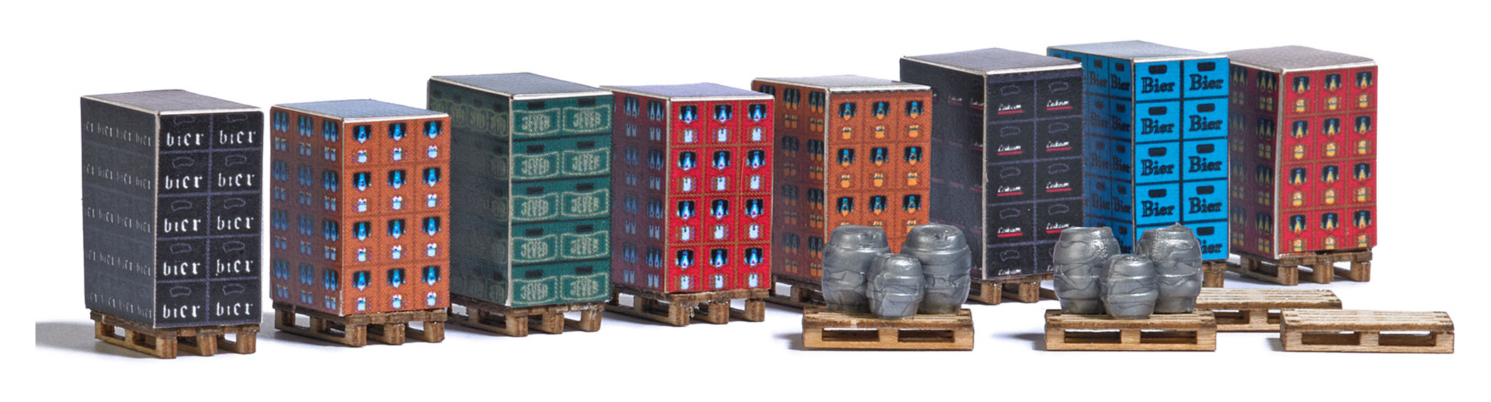 12 pallets with 6 barrels and cut-out sheet - kit - E-trains