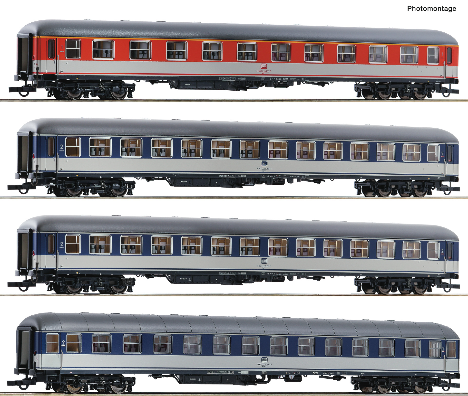 4 piece set Passenger Cars: DC 913 "Münsterland", DB - E-trains