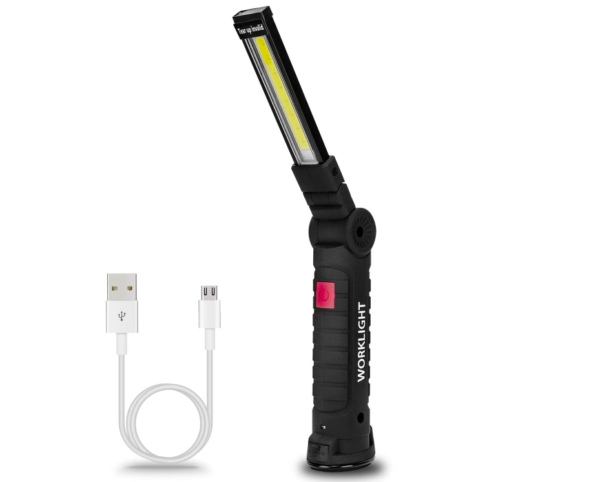 Rechargeable LED folding work light, 5W, Magnetic base - E-trains