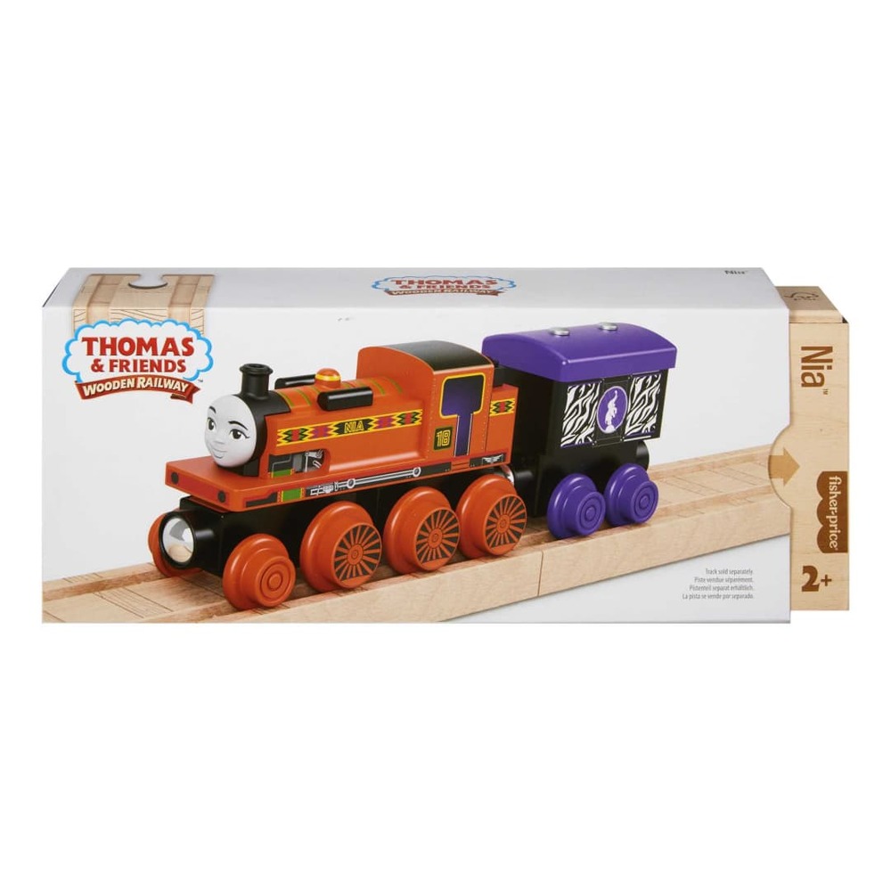 THOMAS & FRIENDS WOODEN RAILWAY - NIA ENGINE AND CARGO CAR - E-trains