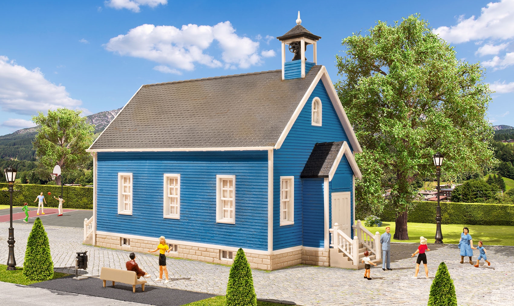 H0 Cottage grove school with LED lighting - Kit - E-trains