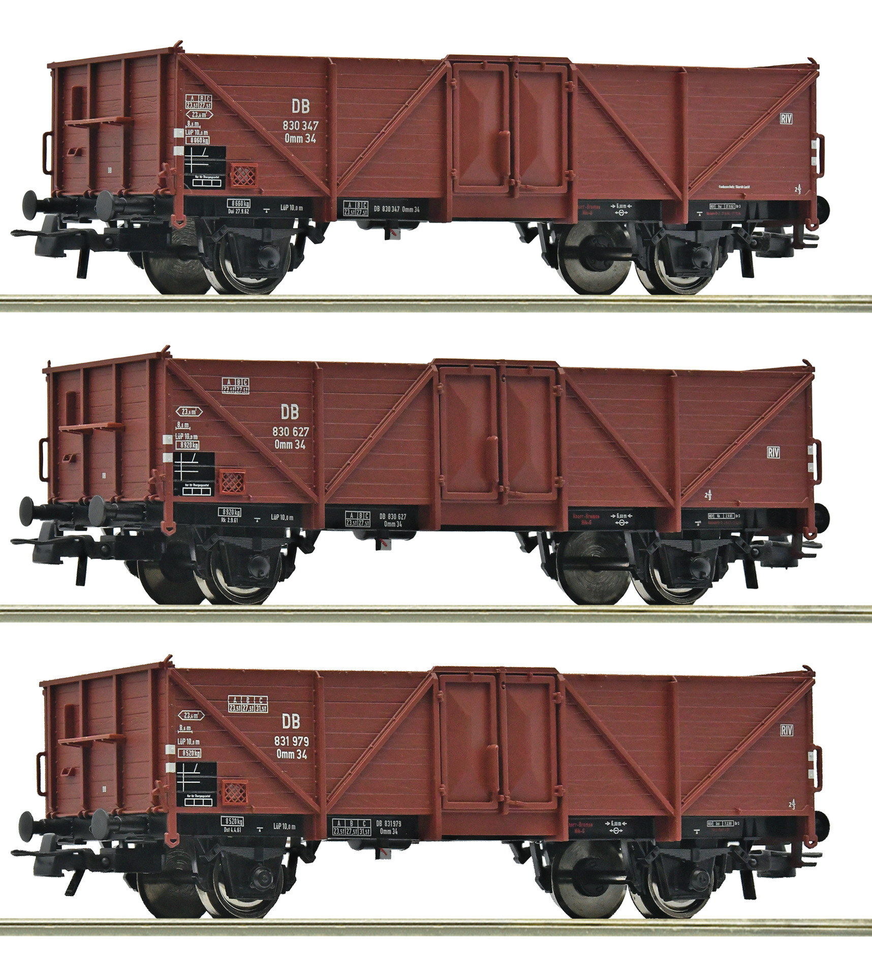 3 piece set: Open goods wagons, DB - E-trains