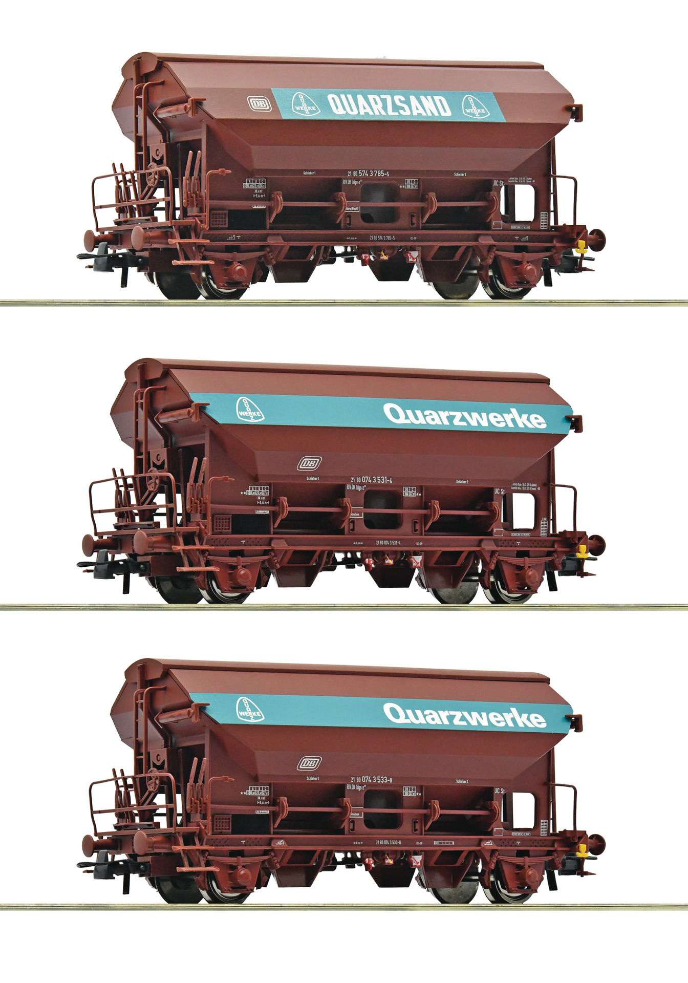 3 piece set: Swivel roof wagons, DB - E-trains
