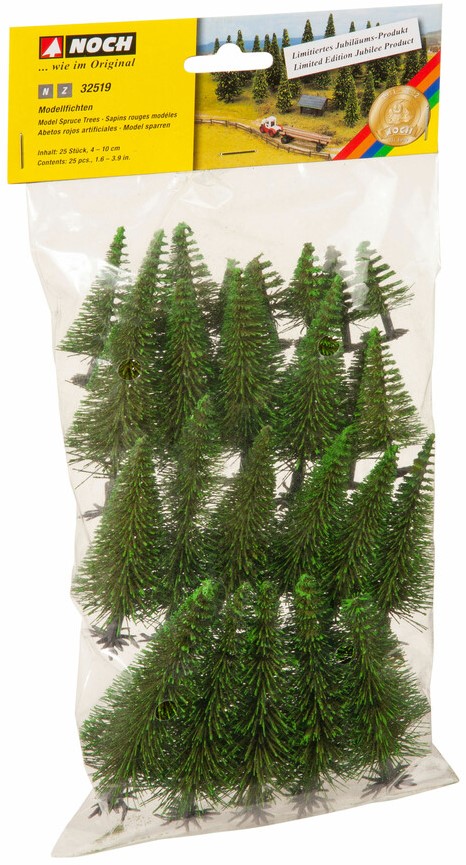 Model Spruce Trees, 4 - 10cm - 25 Pieces - e-Trains